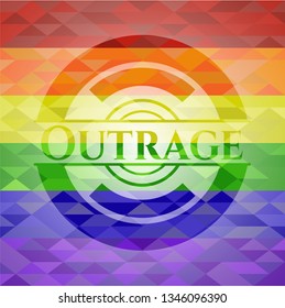 Outrage Emblem On Mosaic Background Colors Stock Vector (Royalty Free ...