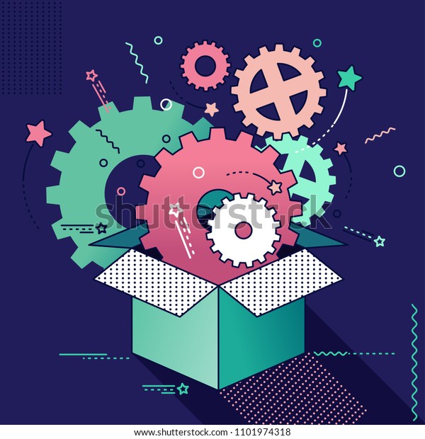Outside Box Innovation Ideas Brainstorming Startups Stock Vector ...