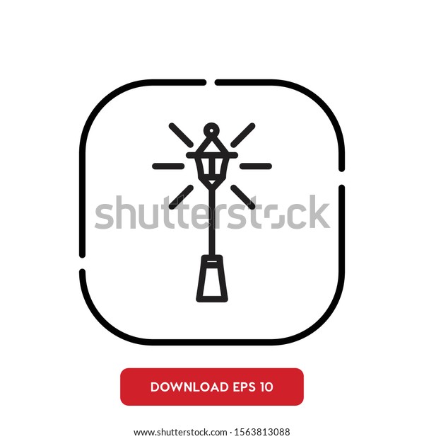 Outside Symbol Streetlight Outline Vector Icon Stock Vector (Royalty ...