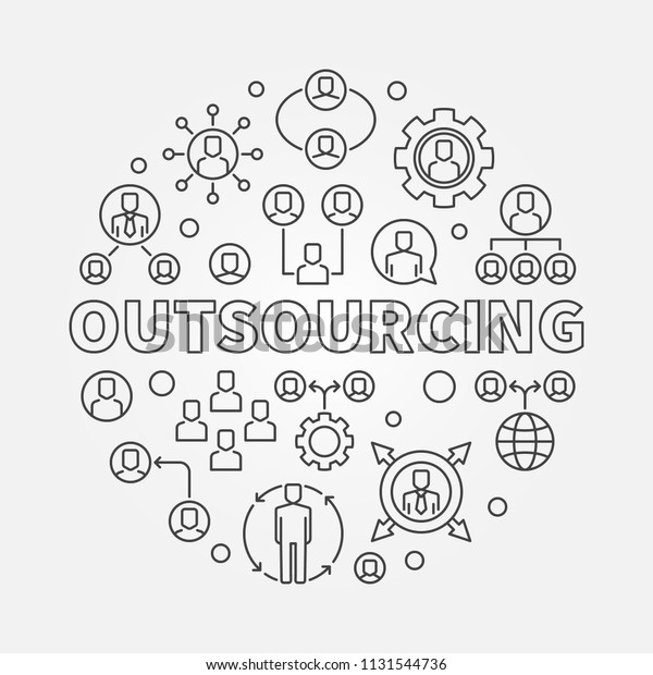Outsourcing Round Minimal Illustration Vector Circular Stock Vector ...
