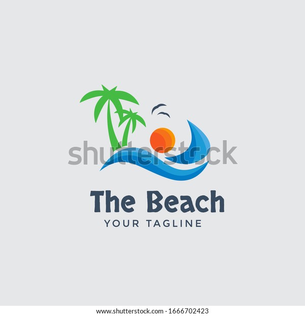Outstanding Modern Beach Logo Design Template Stock Vector (Royalty ...
