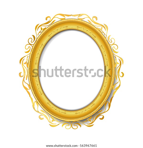 Oval Gold Picture Frame Stock Vector (Royalty Free) 563967661 ...