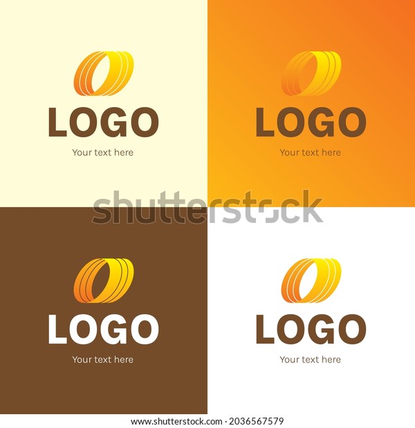 Oval Logo Slanted Yellow Orange Circle Stock Vector (Royalty Free ...