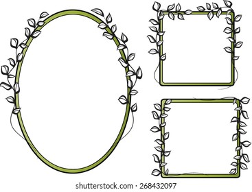 Oval Square Border Leaf Stock Vector (Royalty Free) 268432097 ...