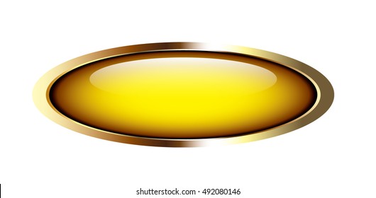 Oval Yellow Gold Button Vector Stock Vector (Royalty Free) 492080146