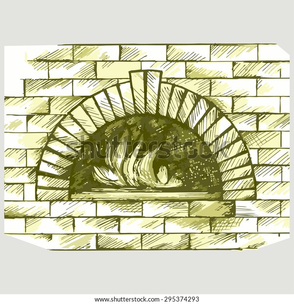 Oven Cooking Brick Fireplace Vector Image Stock Vector (Royalty Free ...