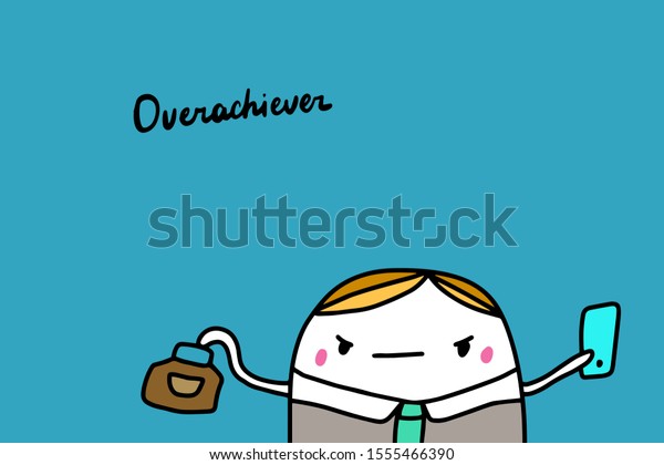 Overachiever Hand Drawn Vector Illustration Cartoon Stock Vector ...