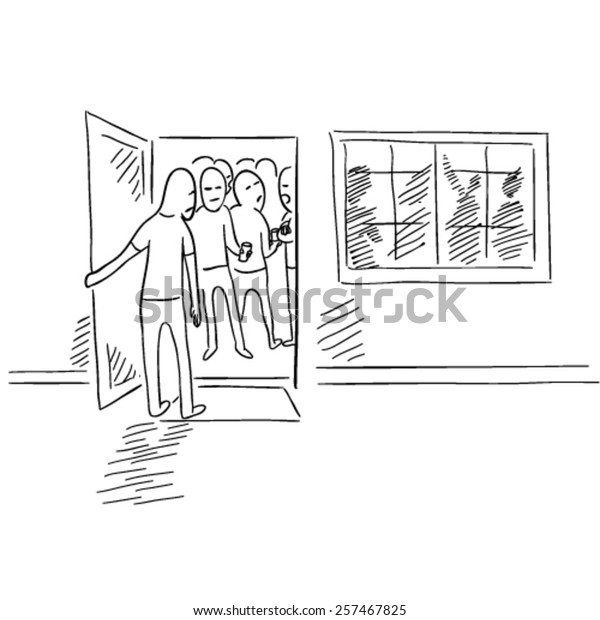 Overcrowded Party Sketchy Vector Illustration Stock Vector (Royalty ...