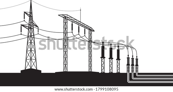 Overground Underground Electricity Transmission Grid Vector Stock ...
