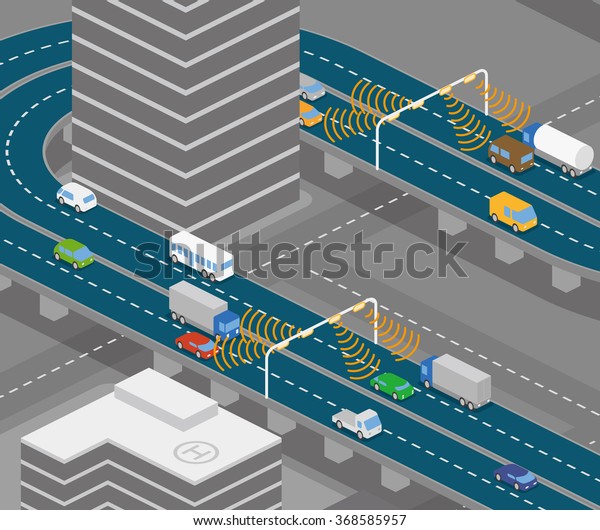Overhead Road Highway Communication System Vector Stock Vector (Royalty ...