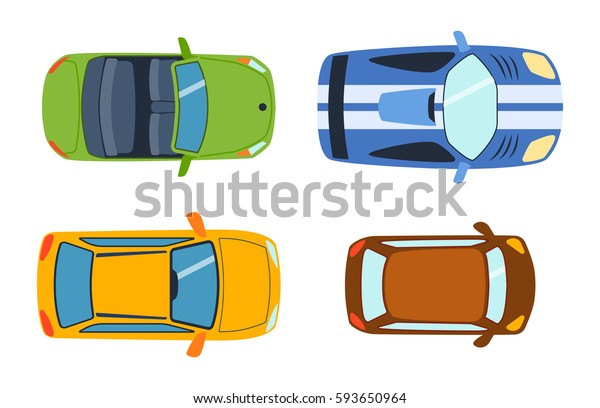 Overhead Top View On Colorful Car Stock Vector (Royalty Free) 593650964 ...