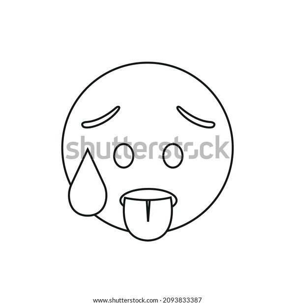 Overheated Hot Face Vector Line Icon Stock Vector (Royalty Free ...