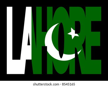 Overlapping Lahore Text Pakistani Flag Illustration 库存插图 13137544 ...