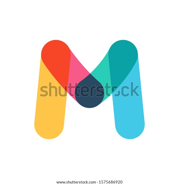 Overlapping One Line Letter M Logotype Stock Vector (Royalty Free ...