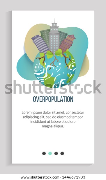 Overpopulation Vector Planet Earth Tall Skyscrapers Stock Vector ...