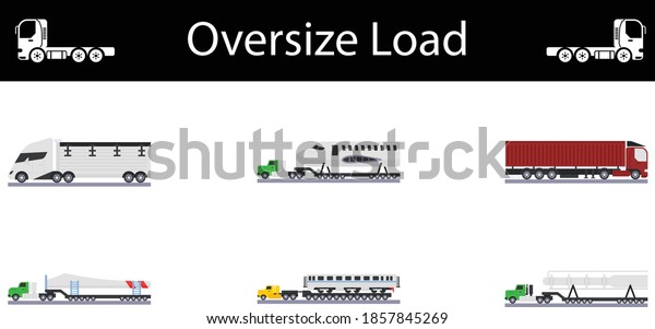 Oversize Load Vehicle Icons Set Heavy Stock Vector (Royalty Free ...