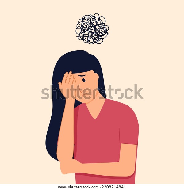 Overthinking Concept Vector Illustration Stressed Woman Stock Vector ...