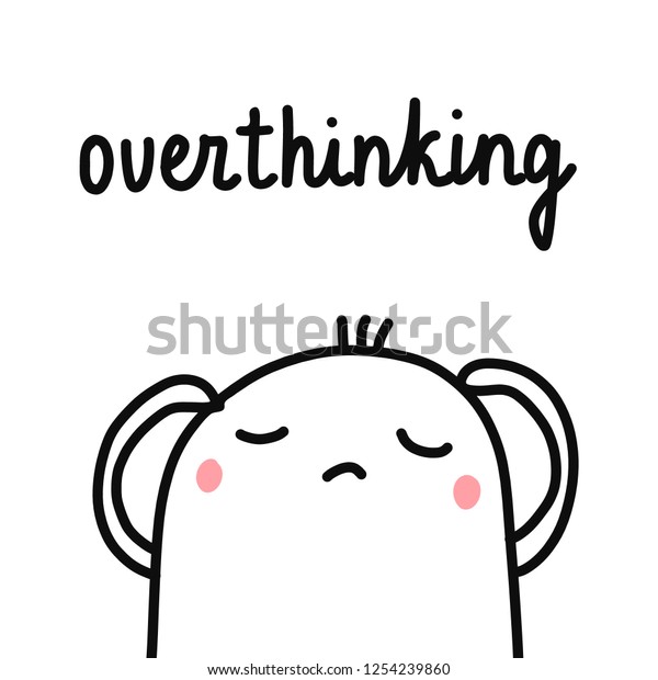 Overthinking Hand Drawn Illustration Cute Marshmallow Stock Vector ...
