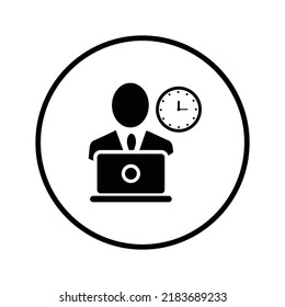 Overtime Working Icon Black Vector Graphics Stock Vector (Royalty Free ...