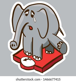 Overweight Crying Elephant On Scales Vector Stock Vector (Royalty Free ...