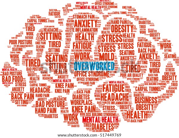 Overworked Brain Word Cloud On White Stock Vector (Royalty Free ...