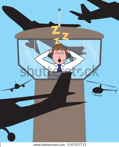 An overworked and exhausted air traffic controller has fallen asleep on ...