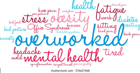 Overworked Word Cloud On White Background Stock Vector (Royalty Free ...