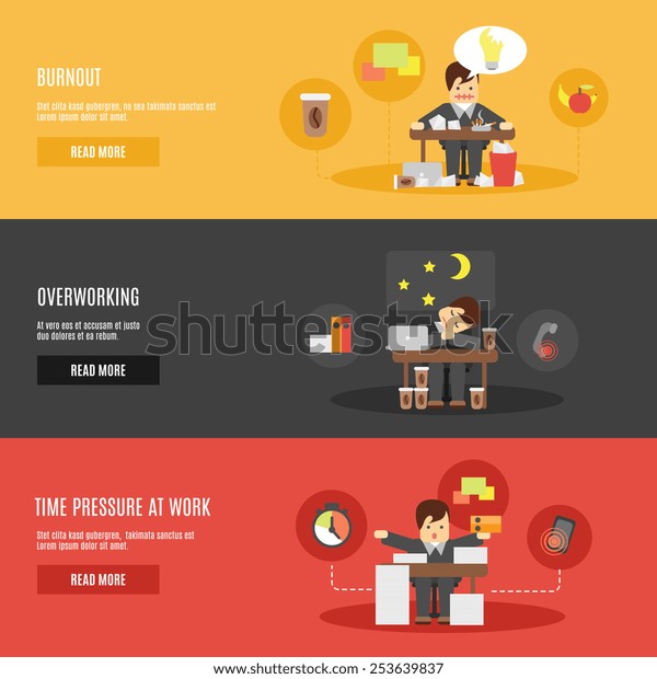 Overworking Cartoon Office Character Time Pressure Stock Vector ...