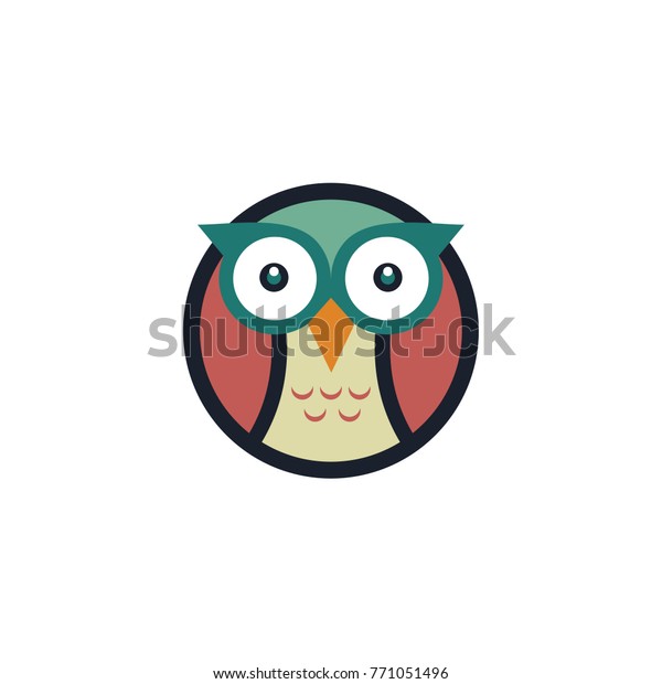 Owl Circle Emblem Cartoon Logo: vector de stock (libre de regalías ...