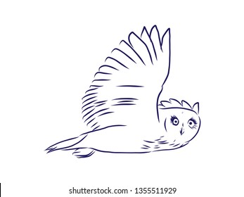 Owl Flight Contour Vector Illustration Stock Vector (Royalty Free ...