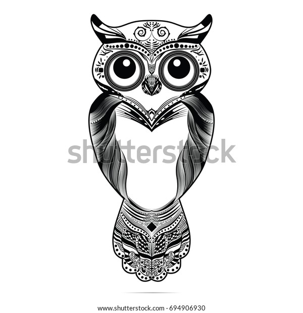 Owl Line On Vector: vector de stock (libre de regalías) 694906930 ...