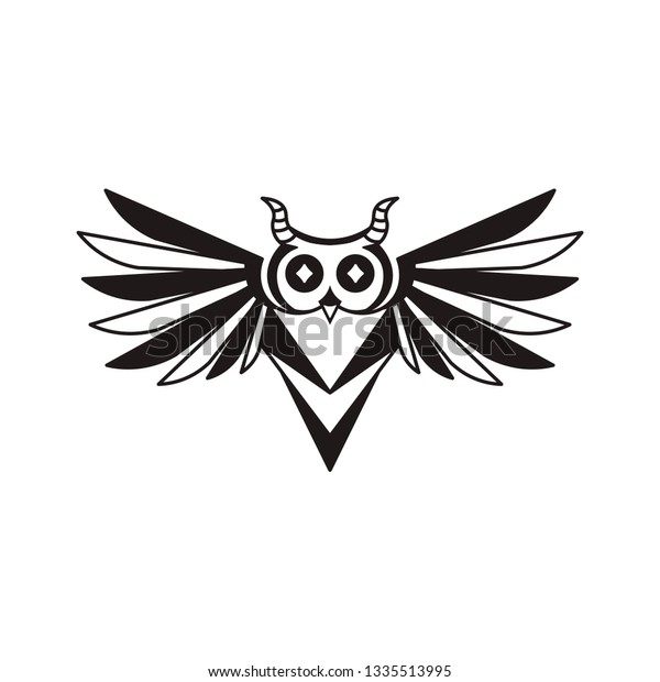 Owl Logo Horns White Background Stock Vector (Royalty Free) 1335513995 ...