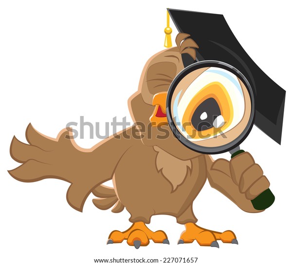 Owl Looking Through Magnifying Glass Vector Stock Vector (Royalty Free ...
