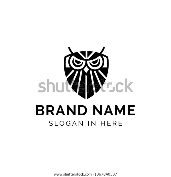 Owl Shield Illustration Logo Template Stock Vector (Royalty Free ...