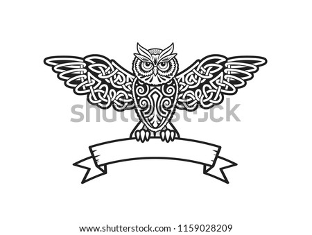 Owl Vector Illustration Celtic Knot Heraldic Stock Vector (Royalty Free ...