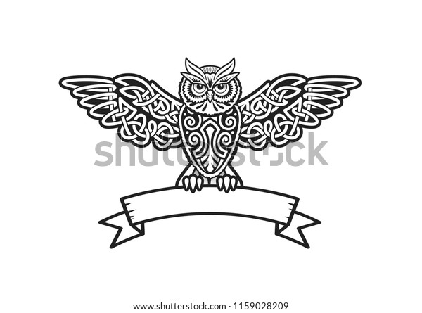 Owl Vector Illustration Celtic Knot Heraldic Stock Vector (Royalty Free ...