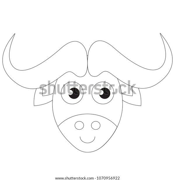 Ox Face Funny Cartoon Outlined Colorless Stock Vector (Royalty Free ...
