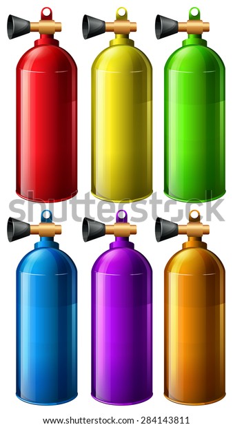 Oxygen Tank Six Different Colors Stock Vector (Royalty Free) 284143811 ...