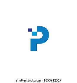 P Digital Logo Simple Company Templates Stock Vector (Royalty Free ...