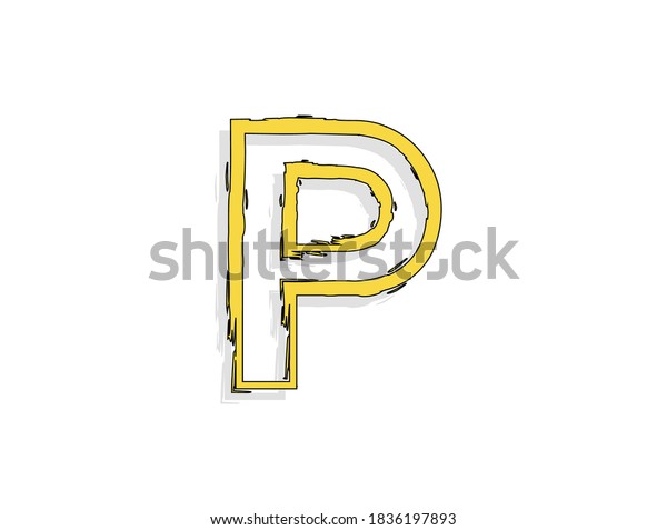 P Letter Hand Drawn Brush Stroke Stock Vector (Royalty Free) 1836197893 ...