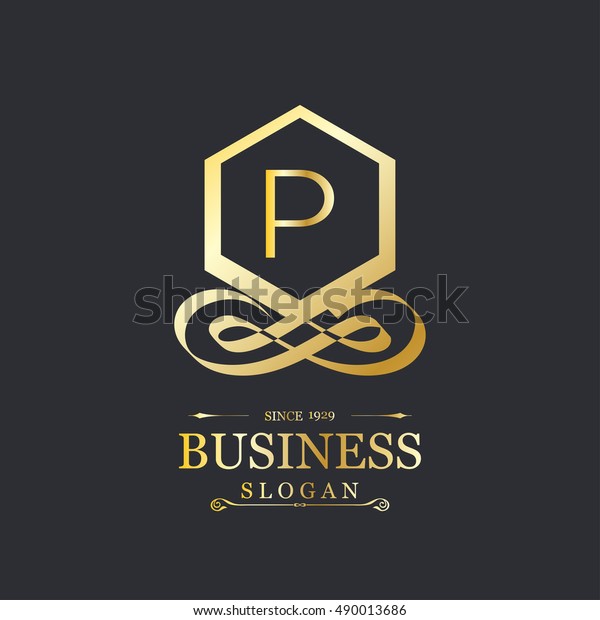 P Letter Logo Gold Emblem Beautiful Stock Vector (Royalty Free) 490013686