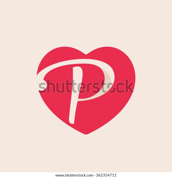 P Letter Logo Inside Heart St Stock Vector (Royalty Free) 362354711