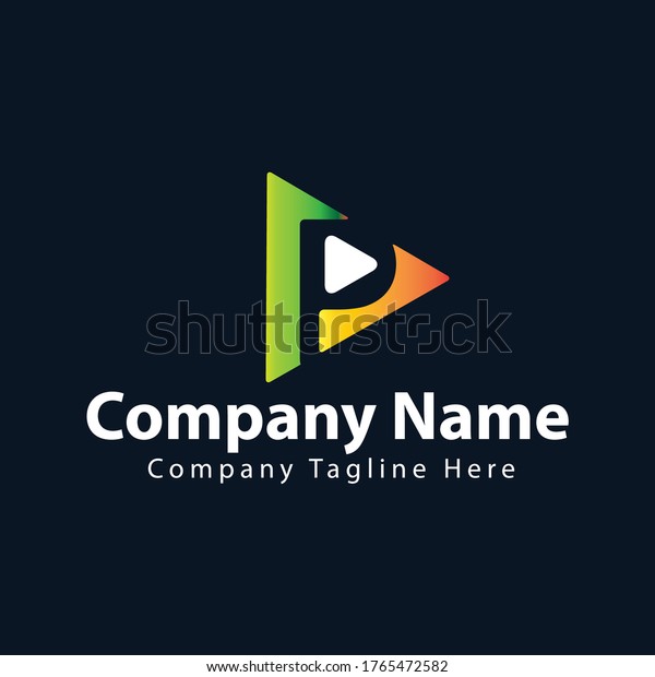 P Letter Media Logo Design Stock Vector (Royalty Free) 1765472582 ...