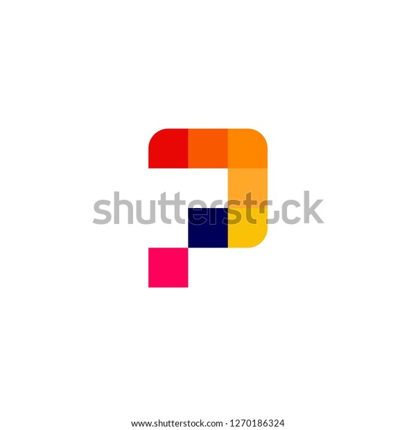 P Letter Pixel Digital Logo Vector Stock Vector (Royalty Free) 1270186324