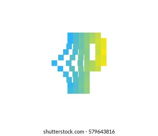 Vektor Stok P Letter Pixel Logo Design Element (Tanpa Royalti ...