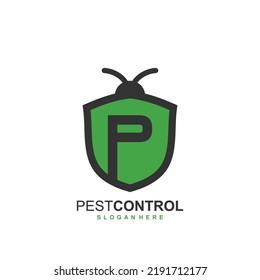 P Logo Pest Control Shield Concept Stock Vector (Royalty Free ...