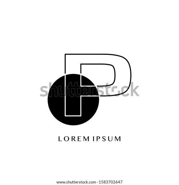P Overlaping Circle Geometric Outline Letter: เวกเตอร์สต็อก (ปลอดค่า ...