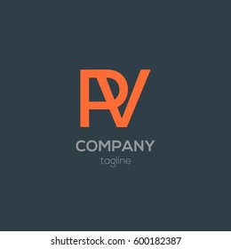 P V Letter Logo Design Vector Stock Vector (Royalty Free) 600182387