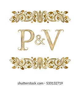 P V Vintage Initials Logo Symbol Stock Vector (Royalty Free) 533132719 ...