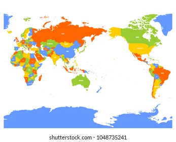 Pacific Centered Political Map World Vector Stock Vector (Royalty Free ...